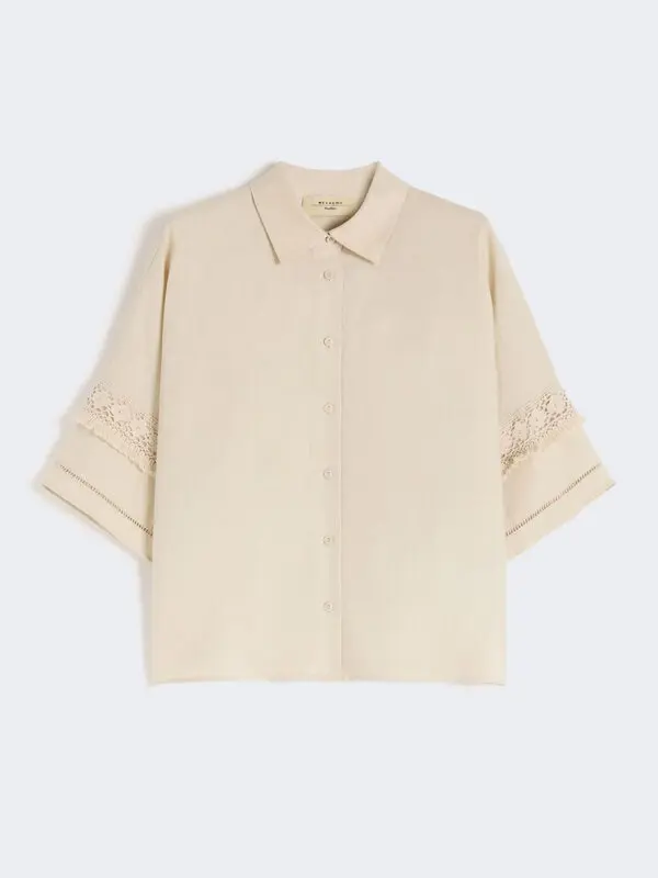 Max Mara Linen Shirt With Embellished Sleeves