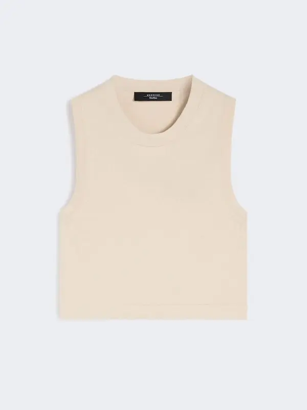 Max Mara Sleeveless Cropped Viscose Knit Top