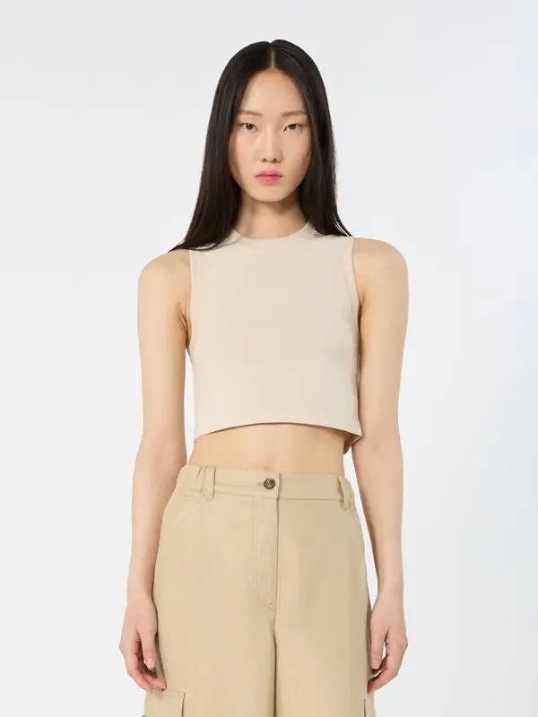 Max Mara Sleeveless Cropped Viscose Knit Top