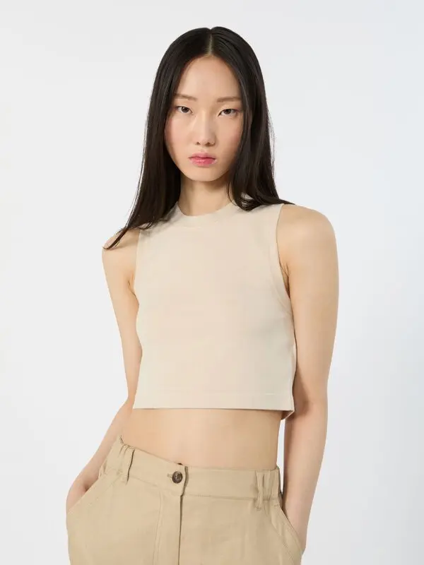 Max Mara Sleeveless Cropped Viscose Knit Top