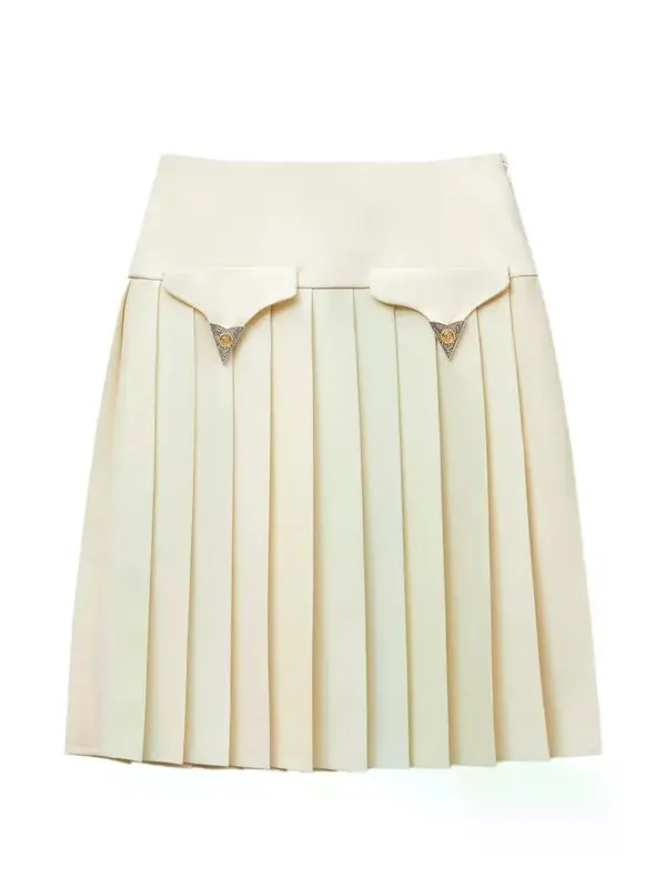 Versace Pleated Medusa Plaque Skirt - Neutrals