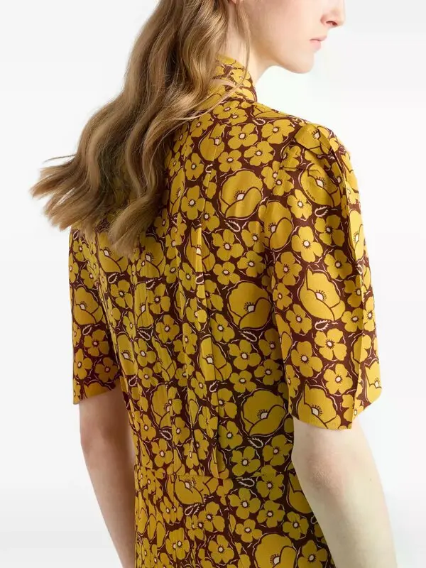 Prada Embroidered Printed Sable Dress