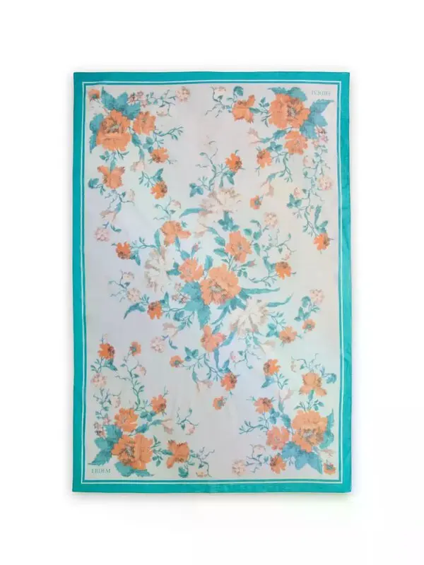 Erdem Floral-print Cotton Pareo - Blue