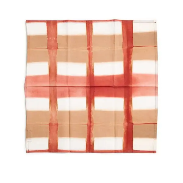 STUDIO VARIOUSLY Chowk Print Cotton Artisanal Table Napkin Set - Red