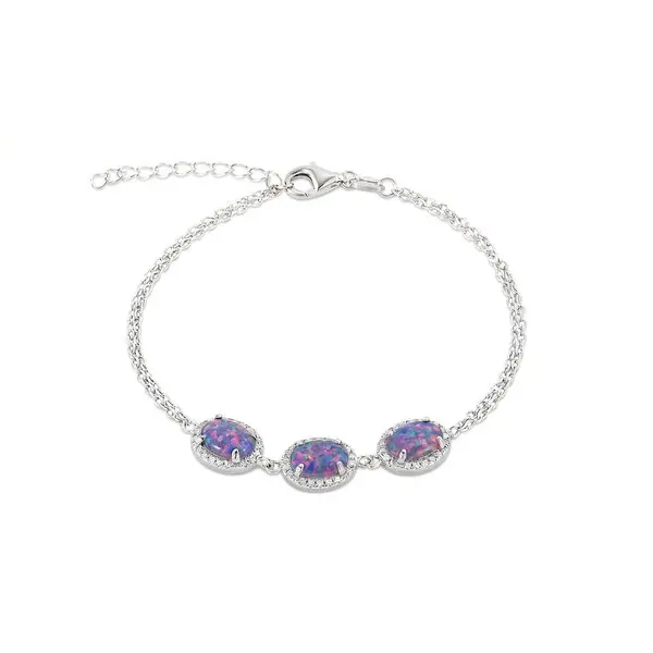 SPERO LONDON Sterling Silver Oval Opal Bracelet With Pavé Detailing - Purple
