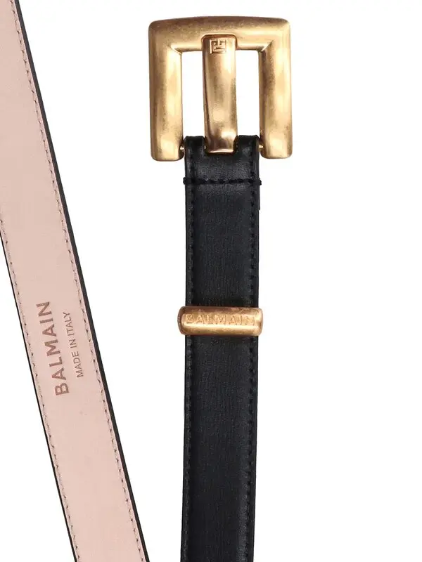 Balmain Calfskin Belt With Golden Buckle - Black