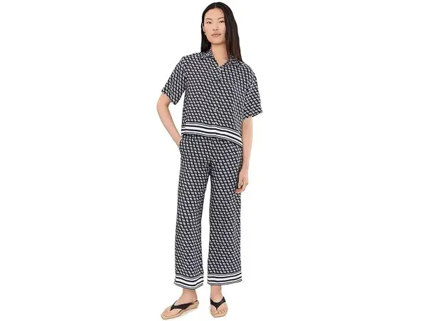 Madewell Printed Pull-on Wide Leg Satin Twill Pants