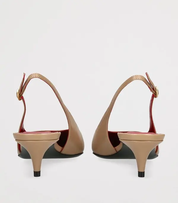 Valentino Garavani Leather Slingback Kitten Heels With Heartip Detail