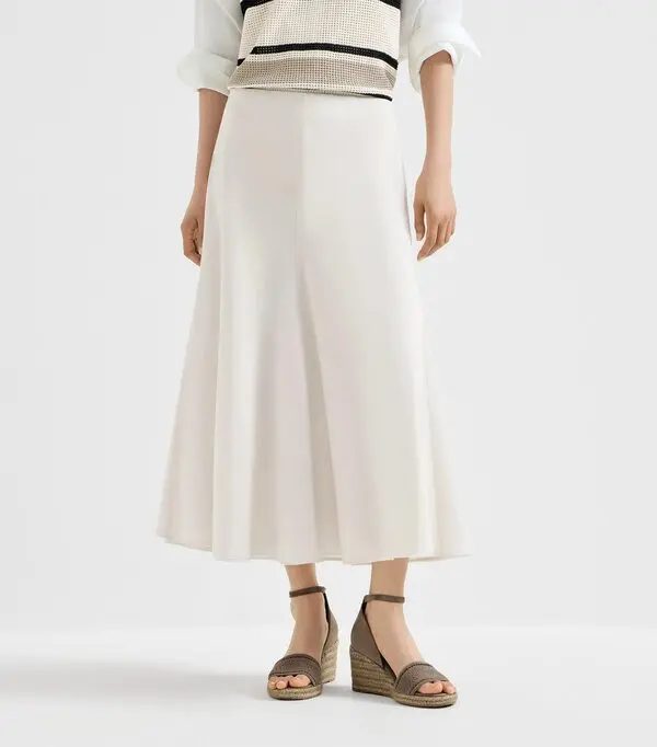 Brunello Cucinelli Cotton Organza Midi Skirt - White