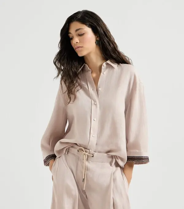 Brunello Cucinelli Embellished Linen Shirt