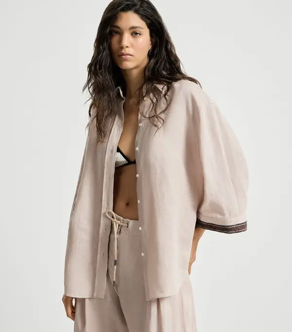Brunello Cucinelli Embellished Linen Shirt