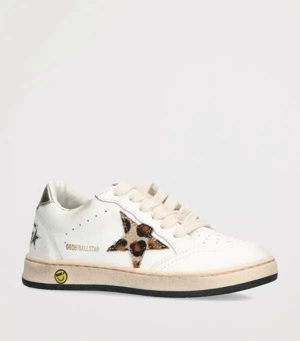 GOLDEN GOOSE Ball Star Leopard Print Leather Sneakers - White