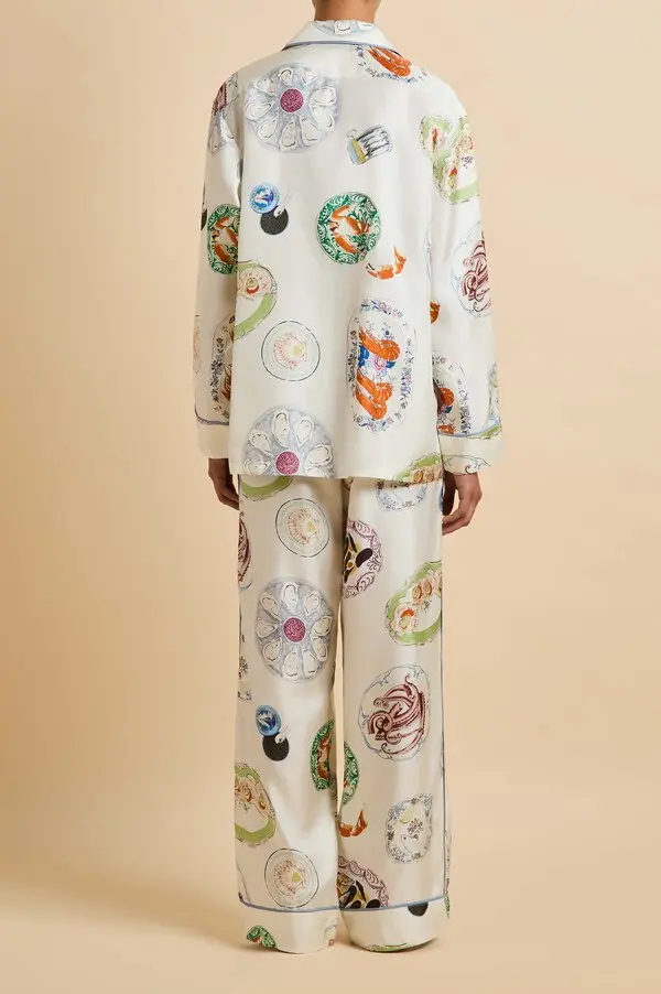 Olivia Von Halle Yves Córdoba Seafood Pajamas - Ivory