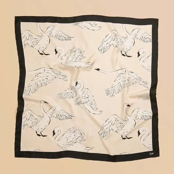 Olivia Von Halle Dunaway Blanca Swan Scarf - Cream