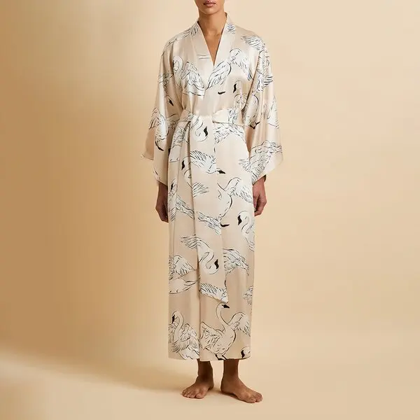 Olivia Von Halle Queenie Blanca Swan Robe - Cream