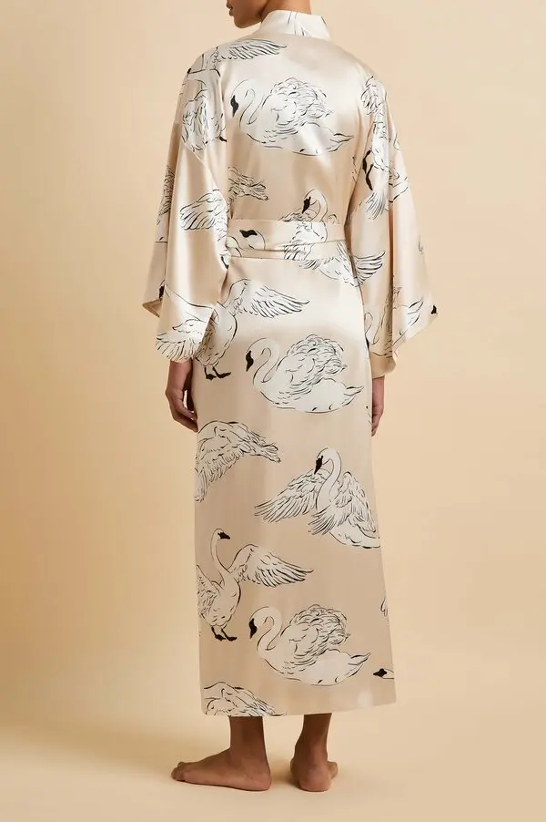 Olivia Von Halle Queenie Blanca Swan Robe - Cream