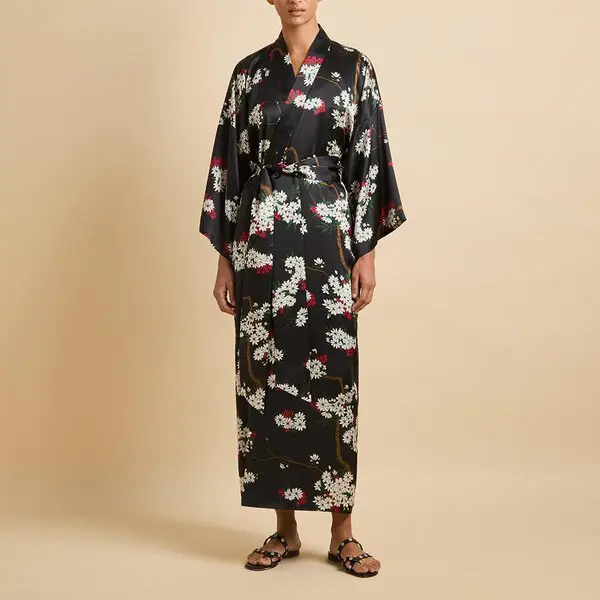 Olivia Von Halle Queenie René Blossom Robe - Black