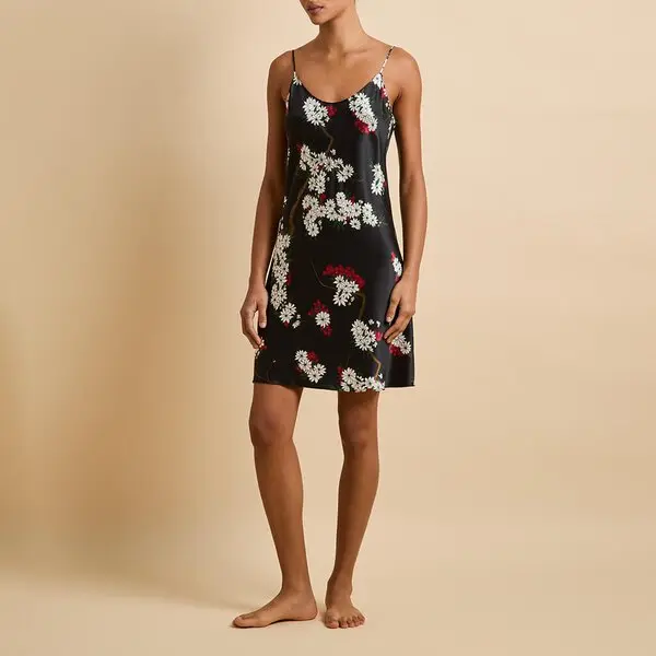 Olivia Von Halle Venus René Blossom Slip Dress - Black