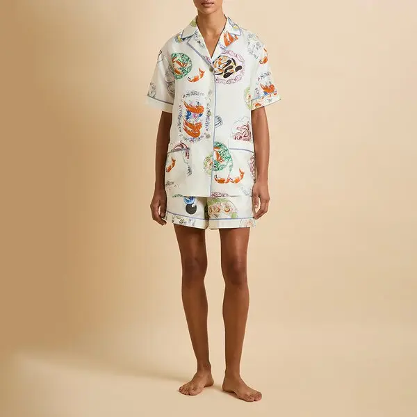 Olivia Von Halle Ingo Córdoba Seafood Pajamas - Ivory