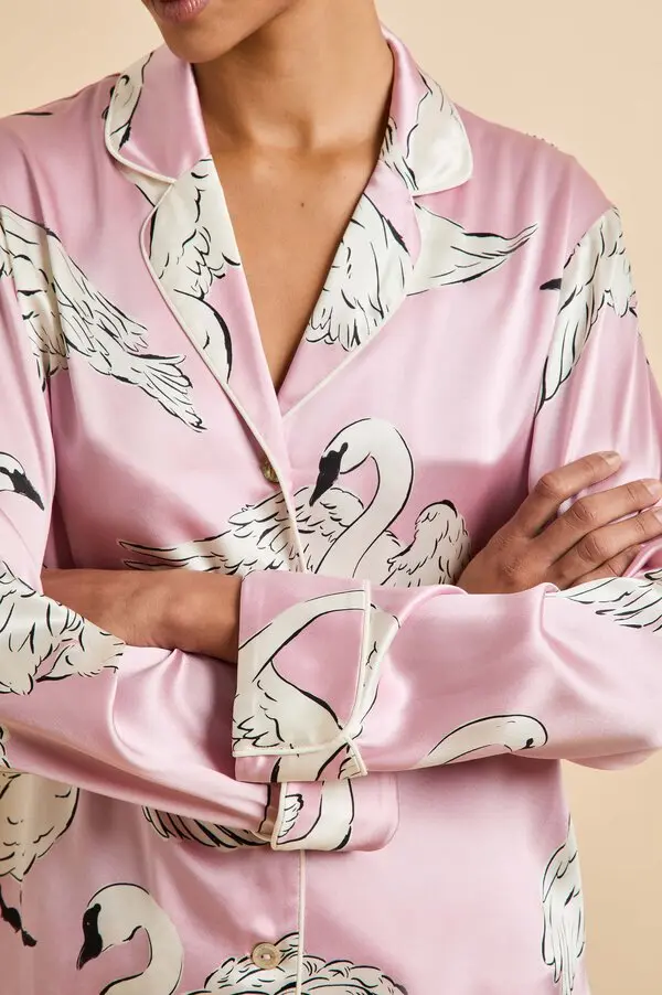 Olivia Von Halle Lila Selene Swan Pajamas - Pink
