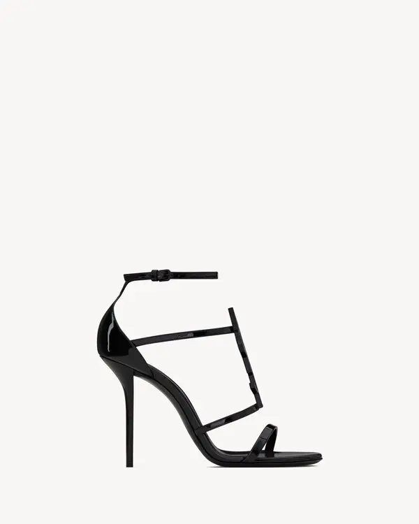 Saint Laurent Cassandra Sandals In Patent Leather - Black