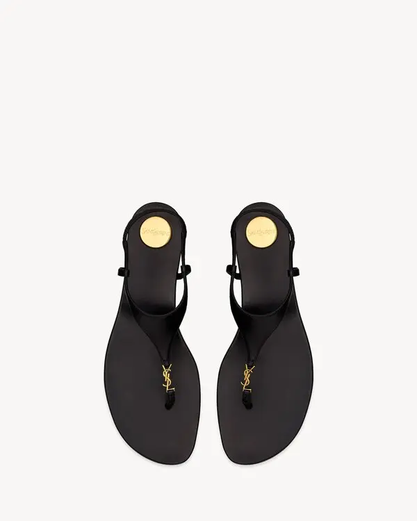 Saint Laurent Cassandra Flat Sandals In Smooth Leather