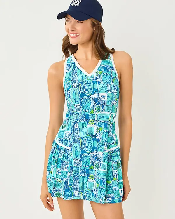 Lilly Pulitzer® Upf 50+ Luxletic Active Dress With Pleating And Built-in Shorts - Mint Condition Harlillyquin