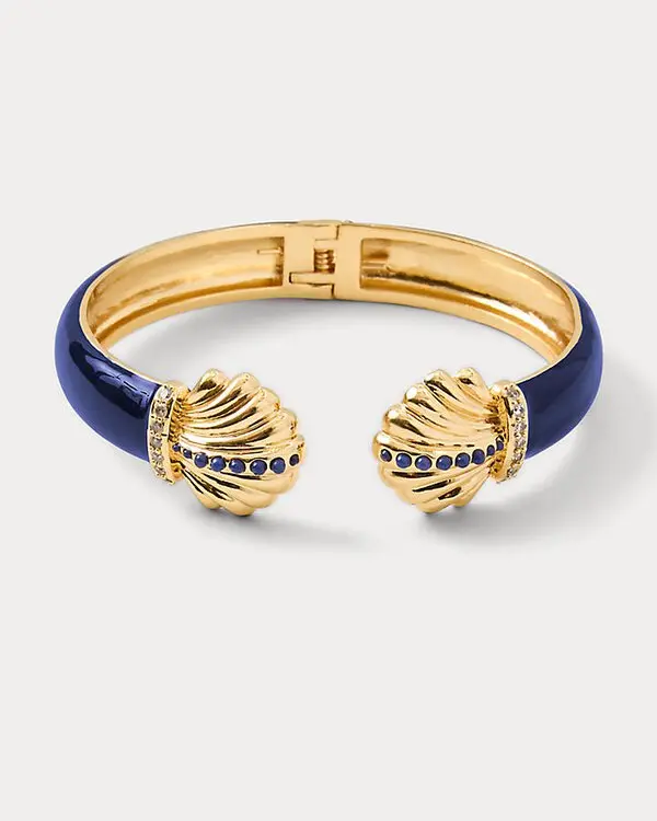 Lilly Pulitzer® Shelden Enamel Hinged Bracelet With Shell End Caps - Starlight Navy