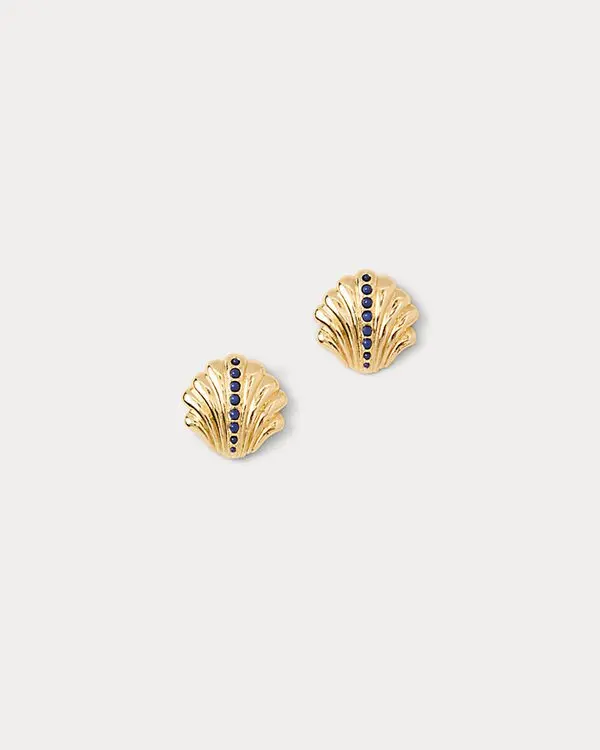Lilly Pulitzer® Gold Metal Sun Shell Stud Earrings With Stone Details - Starlight Navy