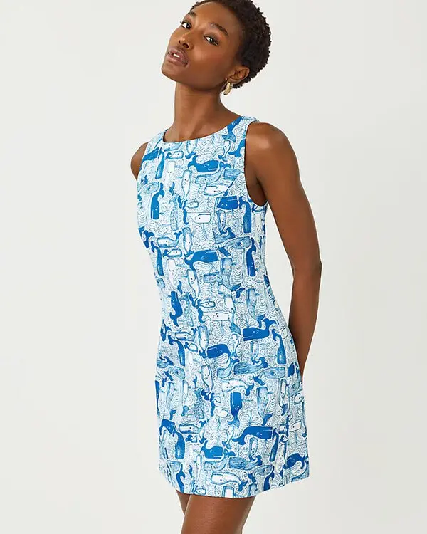 Lilly Pulitzer® Oriana Shift Romper - Nassau Blue Thar She Blows