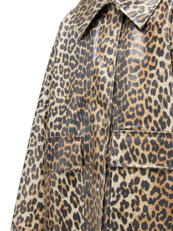 GANNI Leopard Print Cotton Blend Jacket - Multi