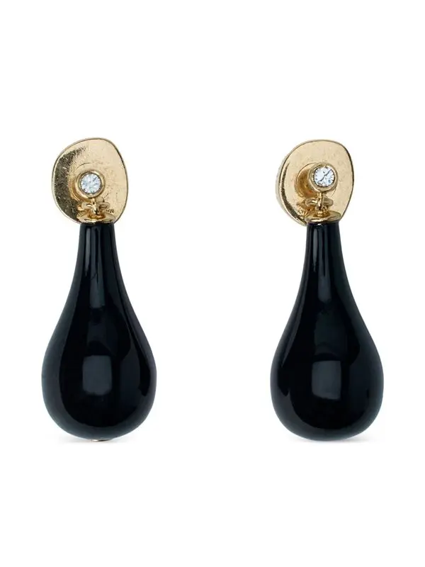 TOTEME Onyx Drops Earrings With Crystal Embellishment - Black