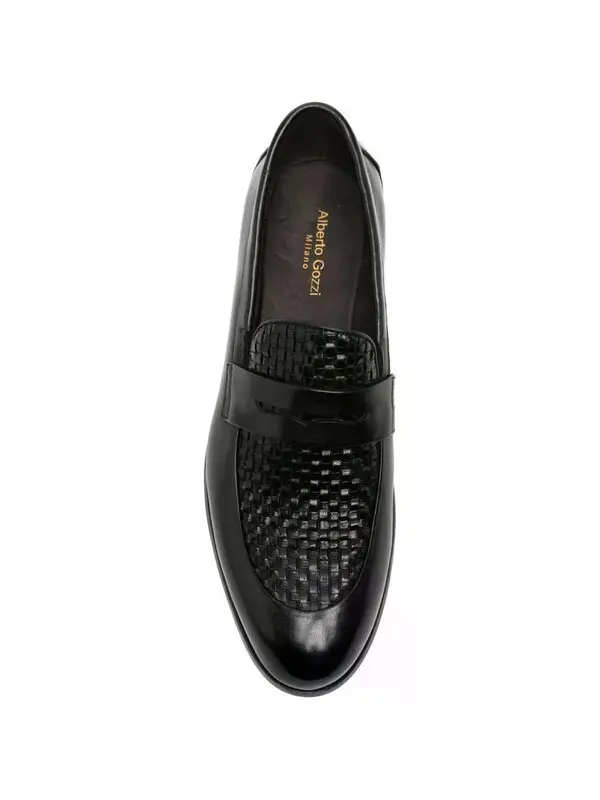 ALBERTO GOZZI Woven Panel Penny Loafers