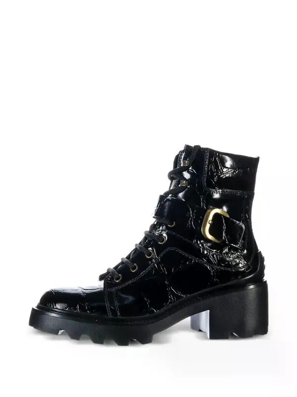 TOD'S Croc-effect Buckled Combat Boots