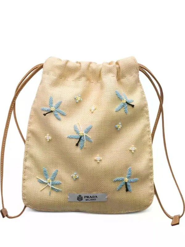 Prada Embroidered-canvas Smartphone Case - Neutrals