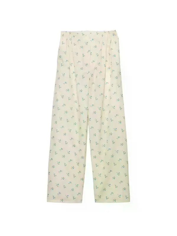 Prada Floral Print Wide Leg Trousers