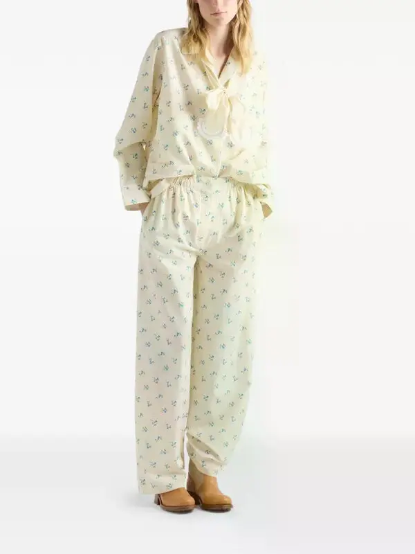 Prada Floral Print Wide Leg Trousers