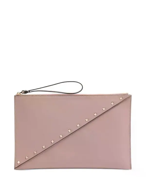 Valentino Garavani Rockstud Wispy Calfskin Pouch - Neutrals