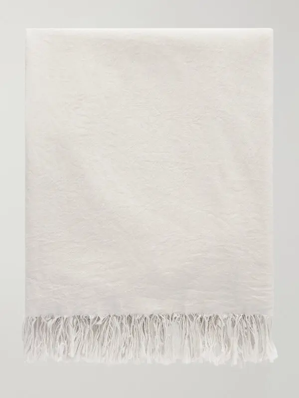 THE ROW Parla Fringed Cotton Scarf - Gray