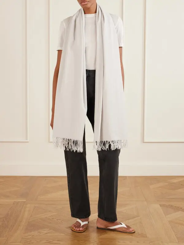 THE ROW Parla Fringed Cotton Scarf