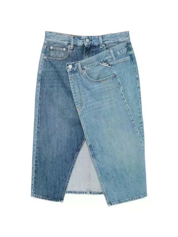 REPLAY Asymmetric Wrap Denim Skirt