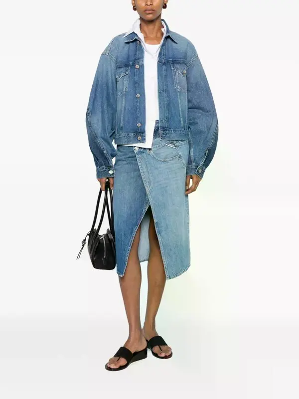 REPLAY Asymmetric Wrap Denim Skirt