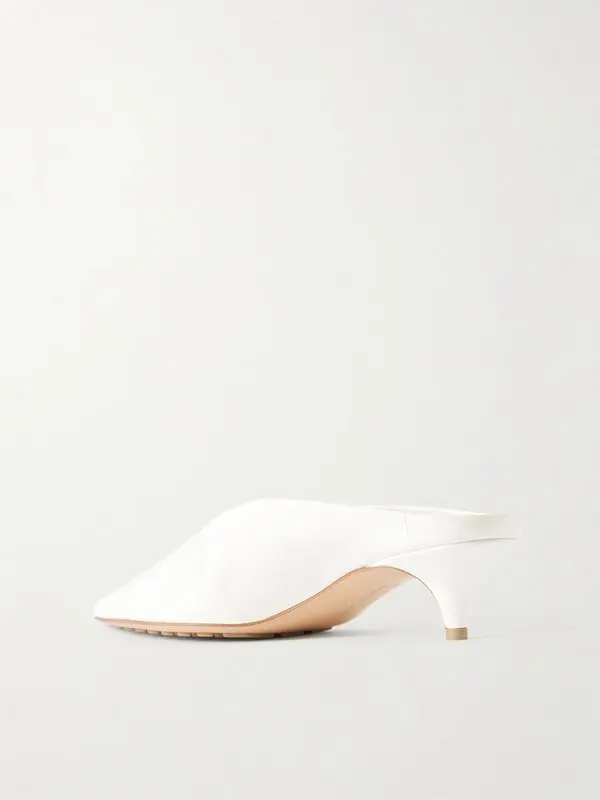 Bottega Veneta Vesta Leather Mules - White