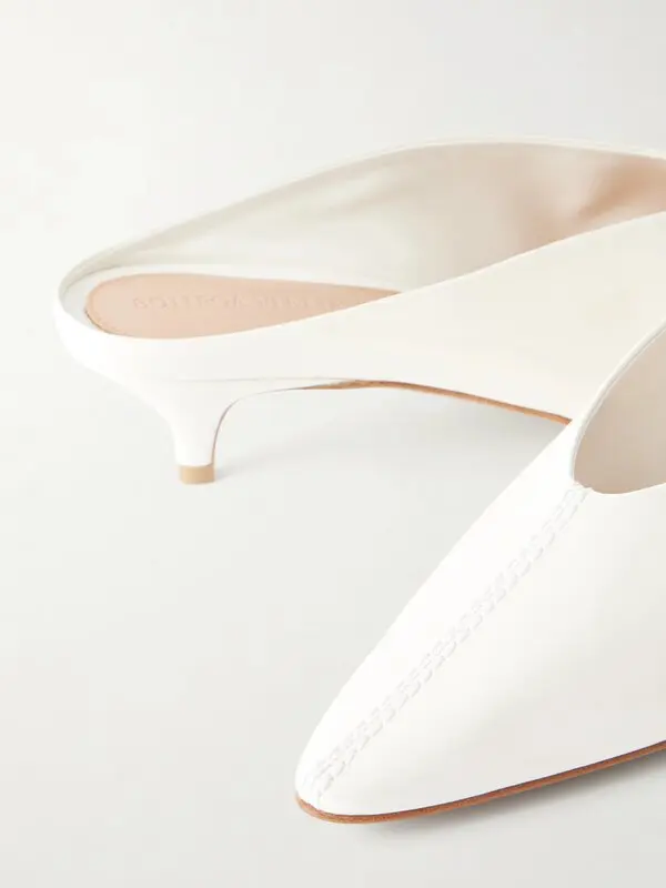 Bottega Veneta Vesta Leather Mules - White