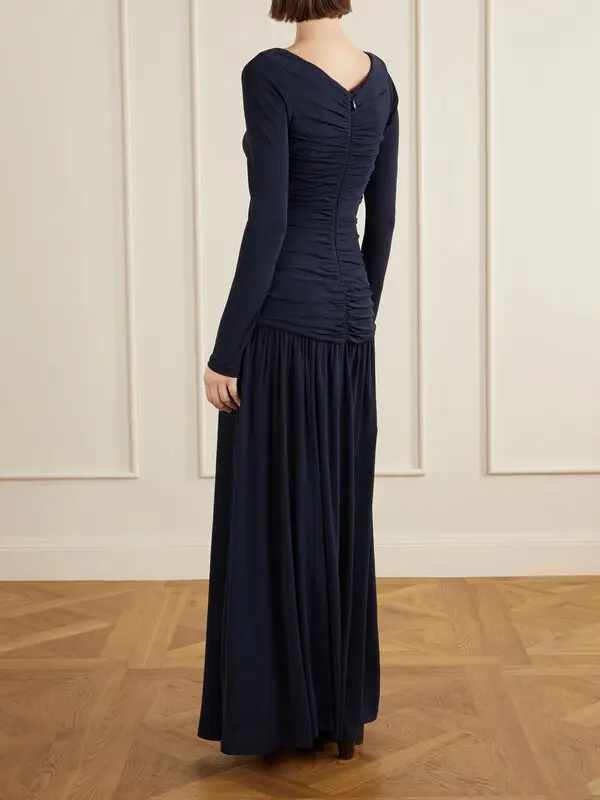 LA LIGNE Ruched Jersey Maxi Dress - Blue