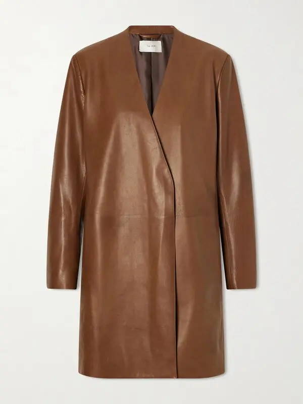 THE ROW Clarisa Leather Knee-length Coat