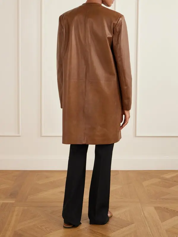 THE ROW Clarisa Leather Knee-length Coat