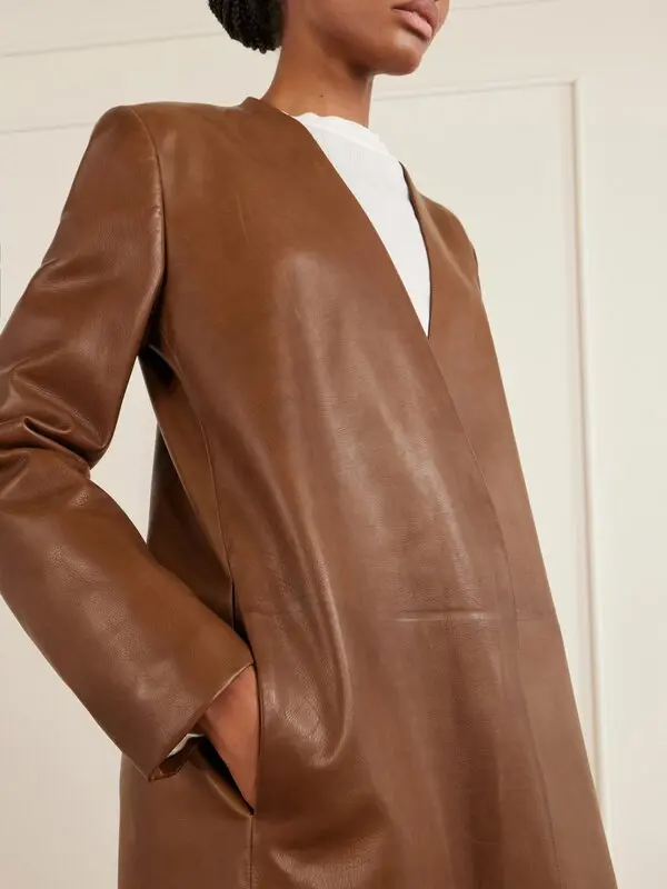 THE ROW Clarisa Leather Knee-length Coat