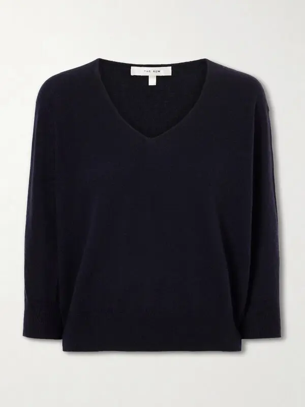 THE ROW Orchidea Cashmere Knit V-neck Sweater