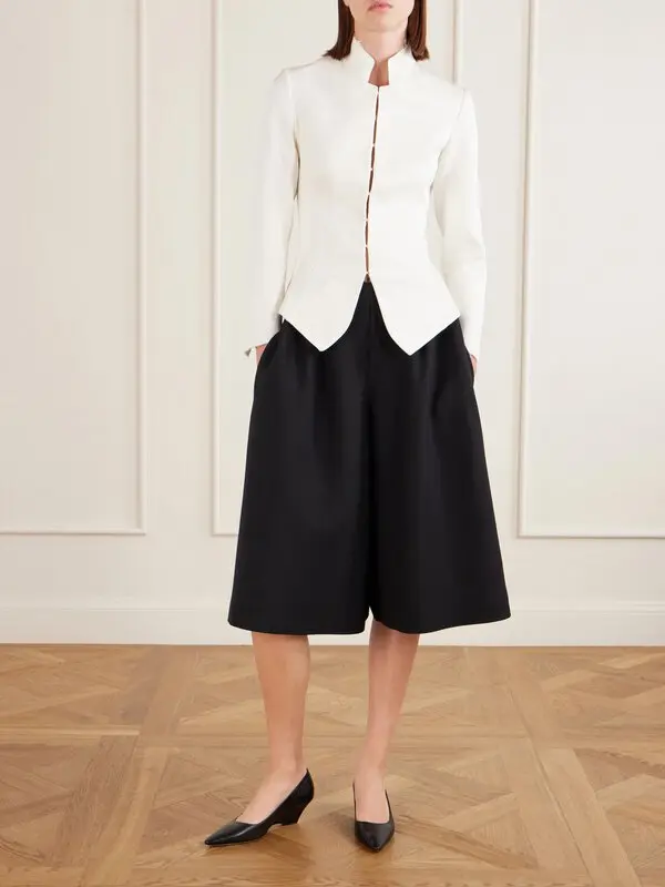 THE ROW Fauna Wool-twill Knee-length Wide-leg Shorts